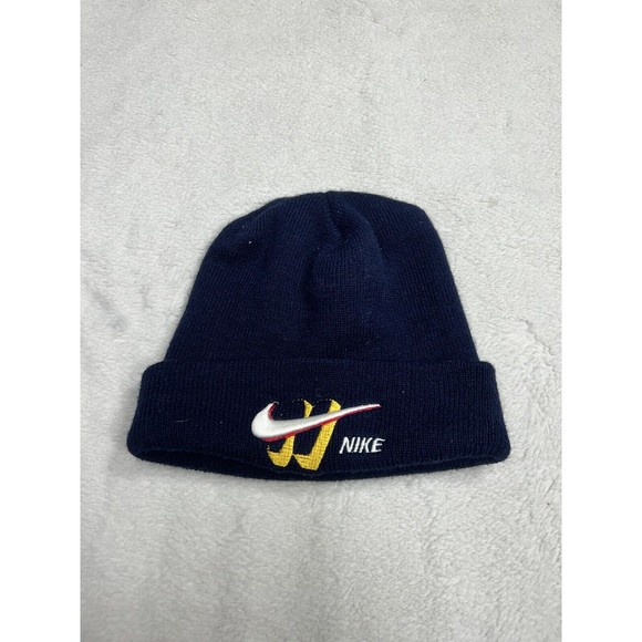 Nike | Accessories | Vintage Nike Navy Blue Embroidered Logo Cuffed ...
